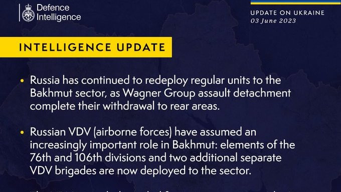 British Defence Intelligence Update Ukraine 03 June 2023