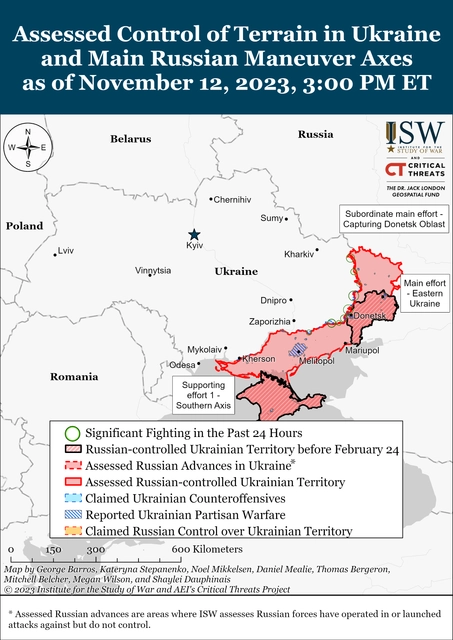 ISW Russian Offensive Campaign Assessment, Map and Update November 12, 2023