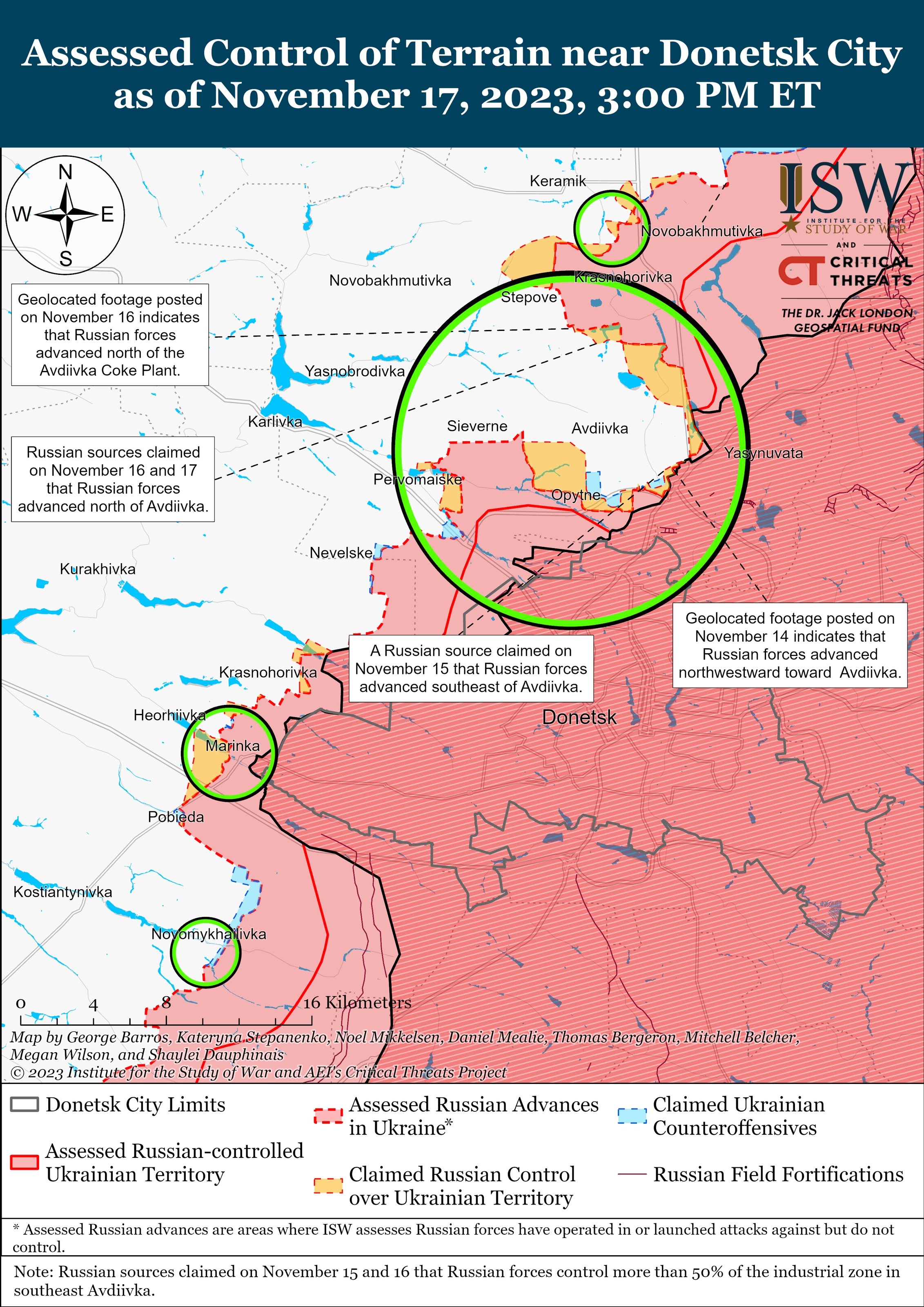 ISW Russian Offensive Campaign Assessment, Map and Update November 17, 2023
