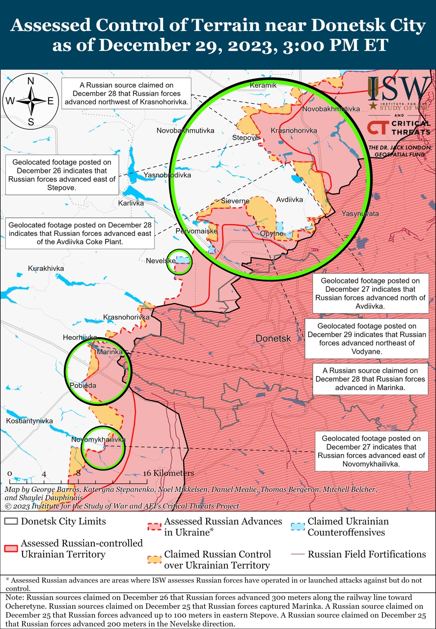 ISW Russian Offensive Campaign Assessment, Map and Update December 29, 2023