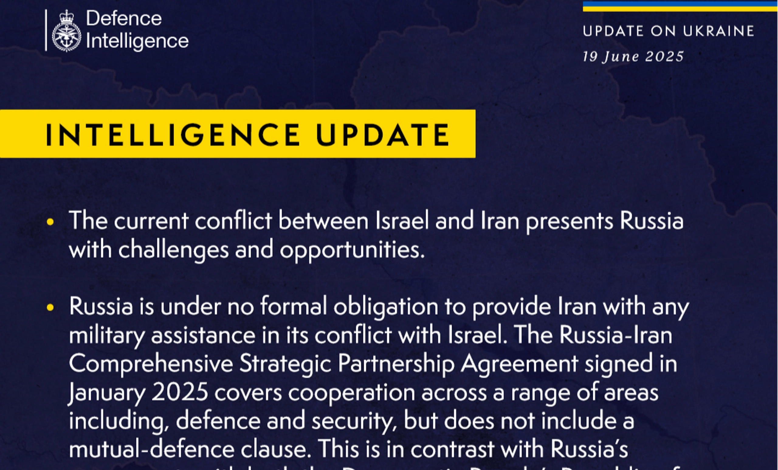 British Defence Intelligence Update Ukraine 19 June 2025