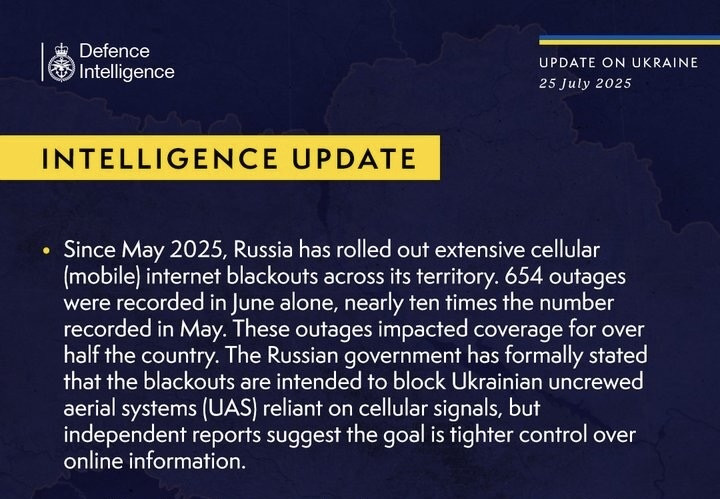 British Defence Intelligence Update Ukraine 25 July 2025
