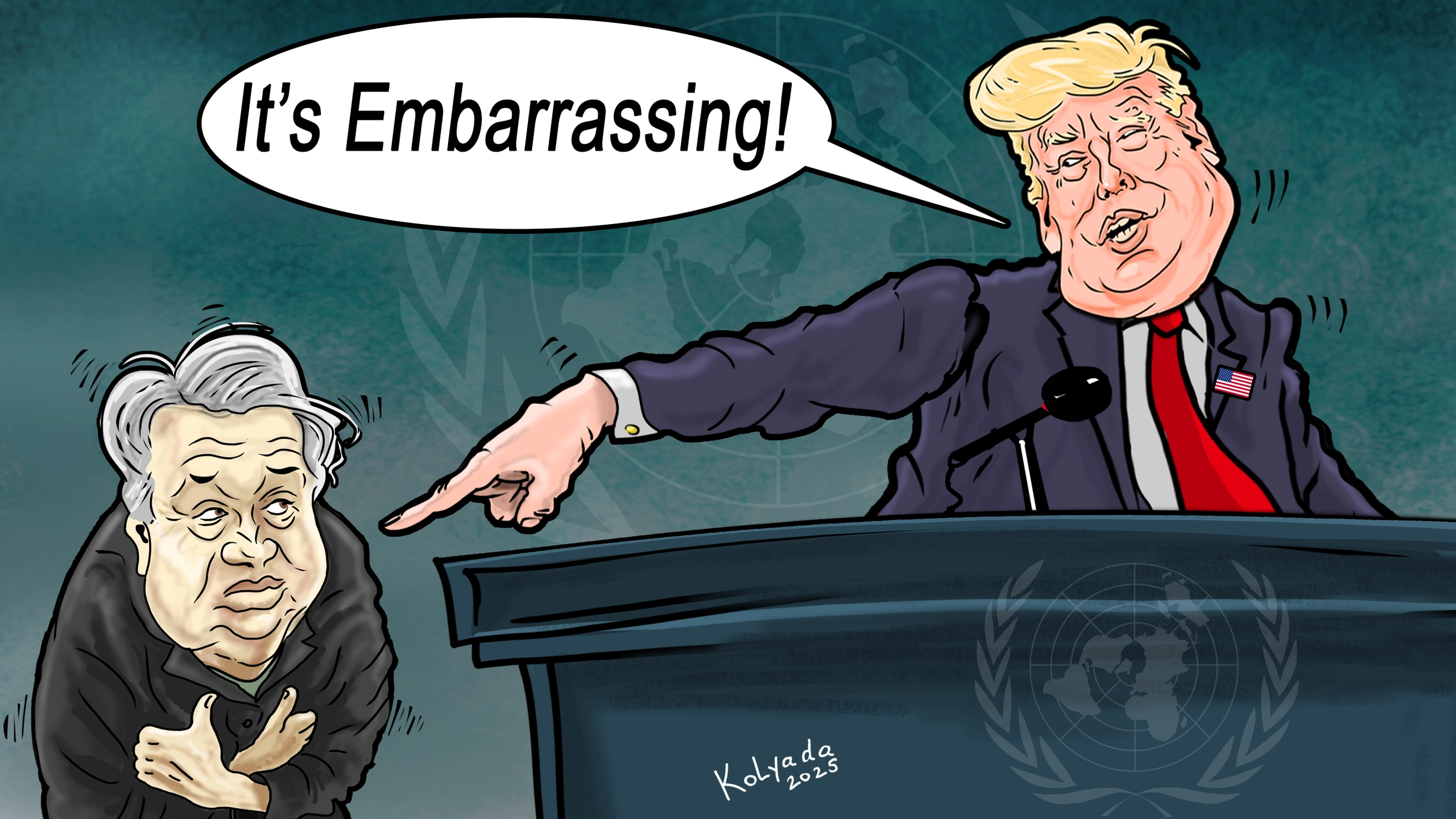 CARTOON: Takes One to Know One POTUS Slams the UN, with Boomerang Effect